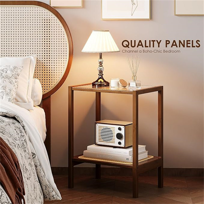 Narrow rattan side table store